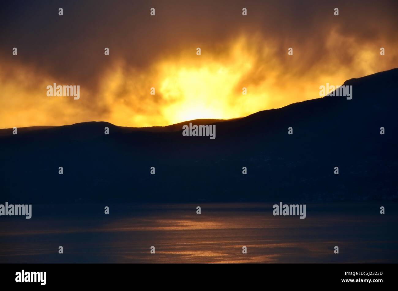 Intense red and orange sunset like burning sky in winter.Sunset After ...