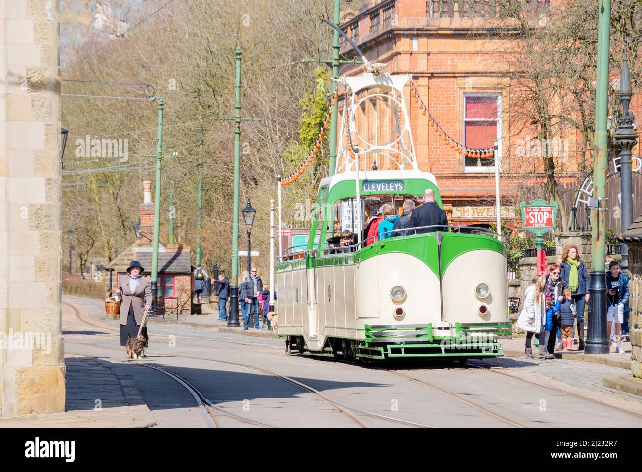 Derbyshire, UK – 5 April 2018: Cleveleys open topped vintage tourist ...