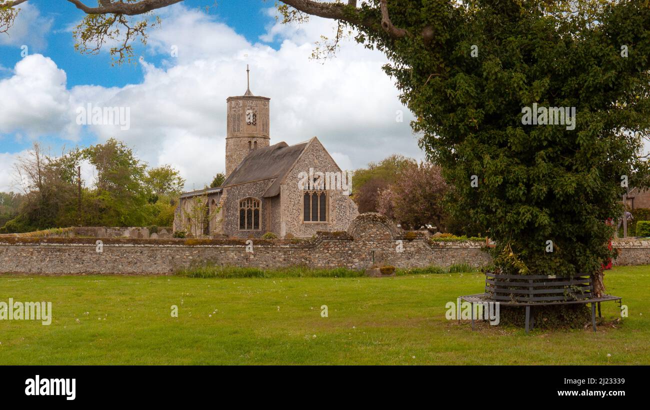 St Mary the Virgin Church, with octagonal tower and thatched roof at ...