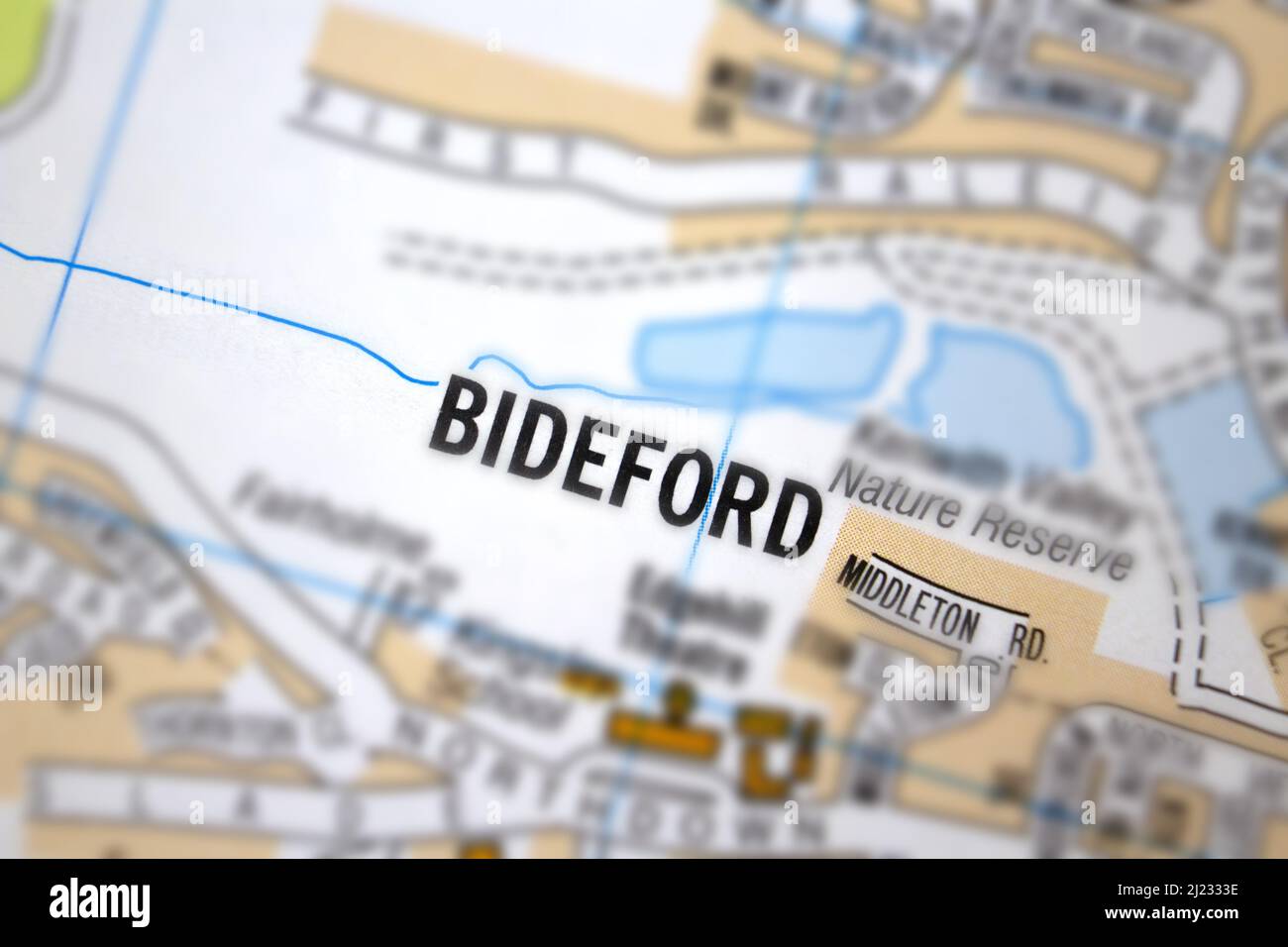 Bideford - Devon, United Kingdom colour atlas map town name Stock Photo ...