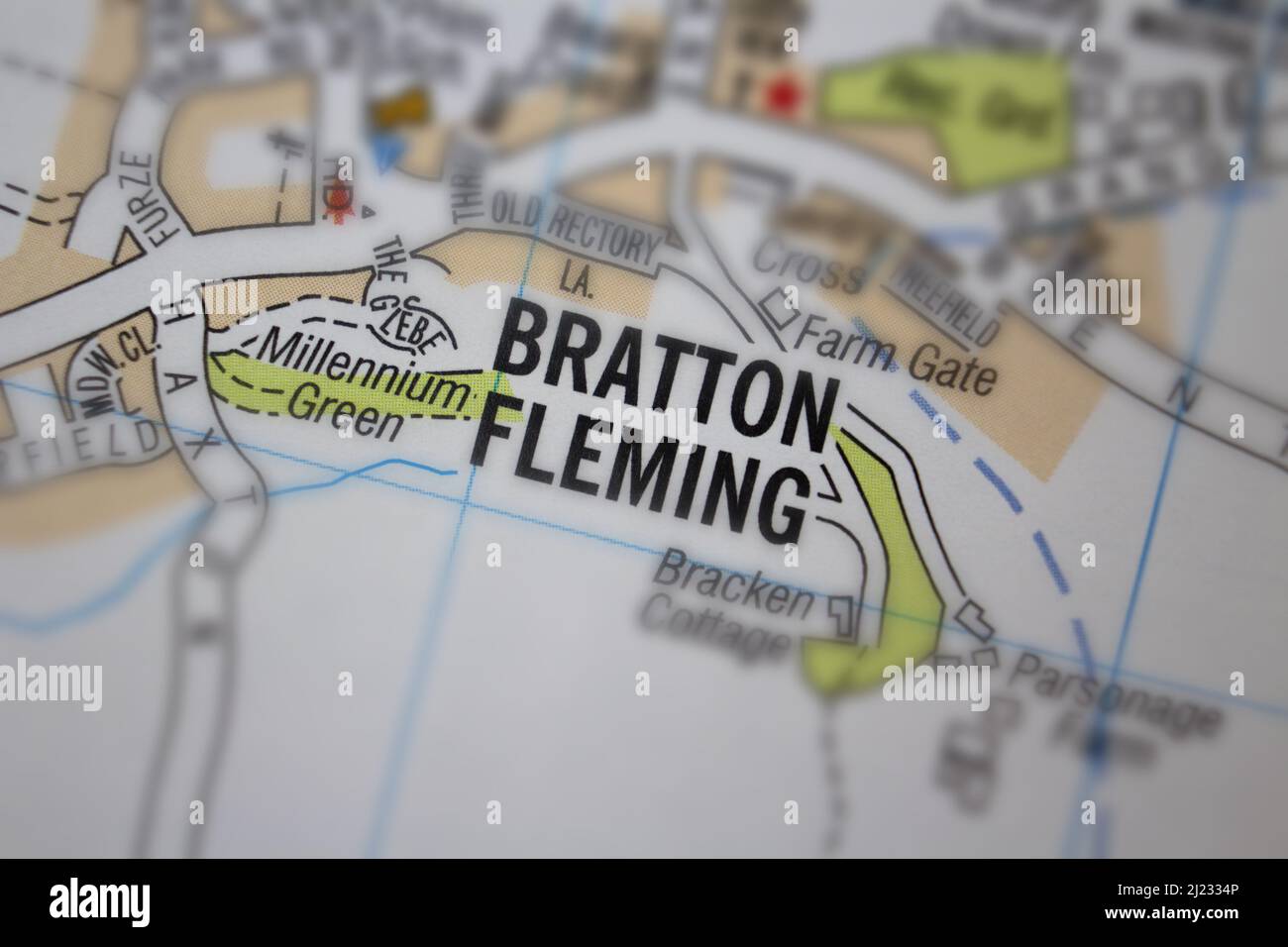 Bratton Fleming village - Devon, United Kingdom colour atlas map town ...