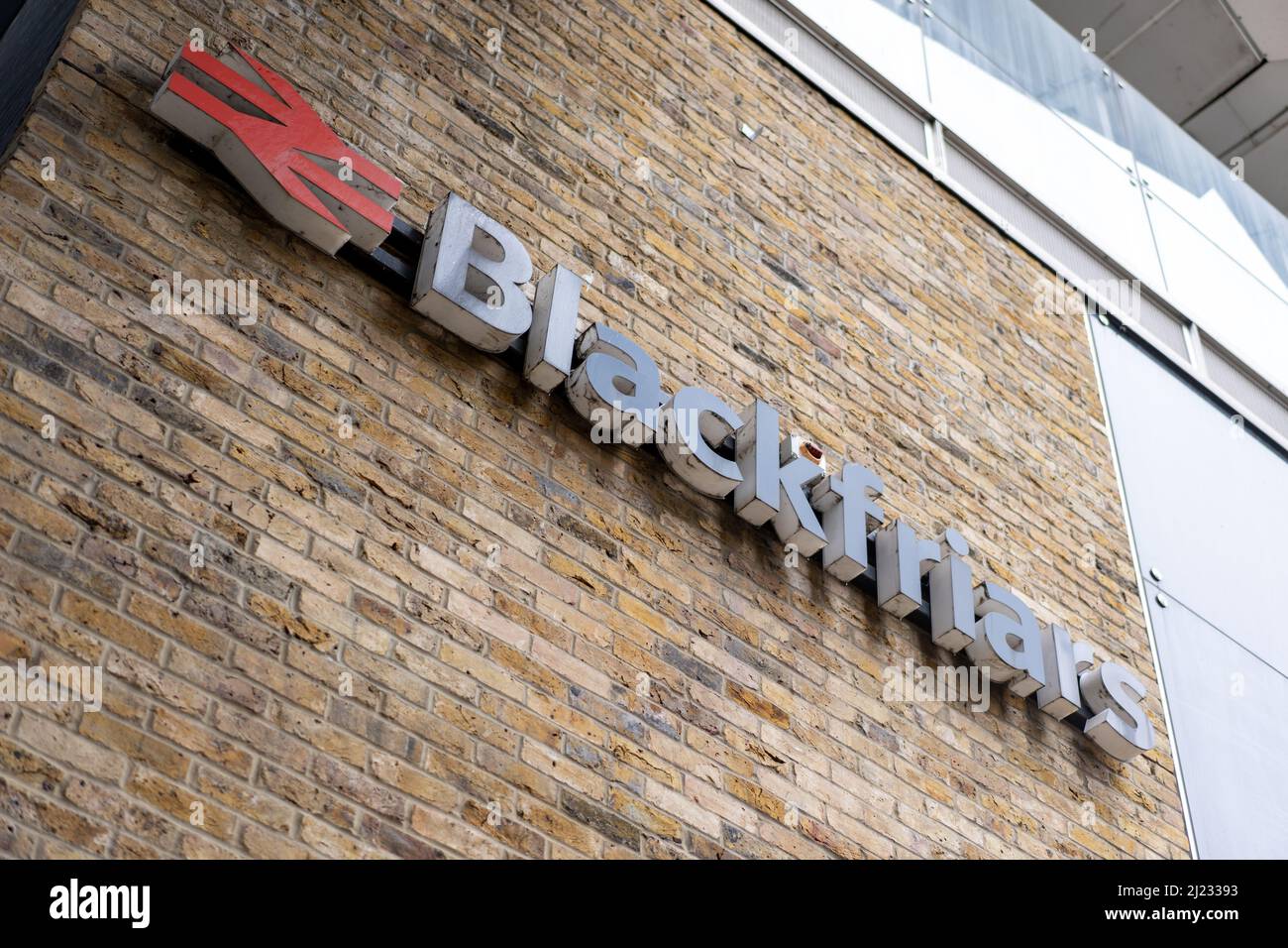 Blackfriars train station sign fitted against wall Stock Photo - Alamy