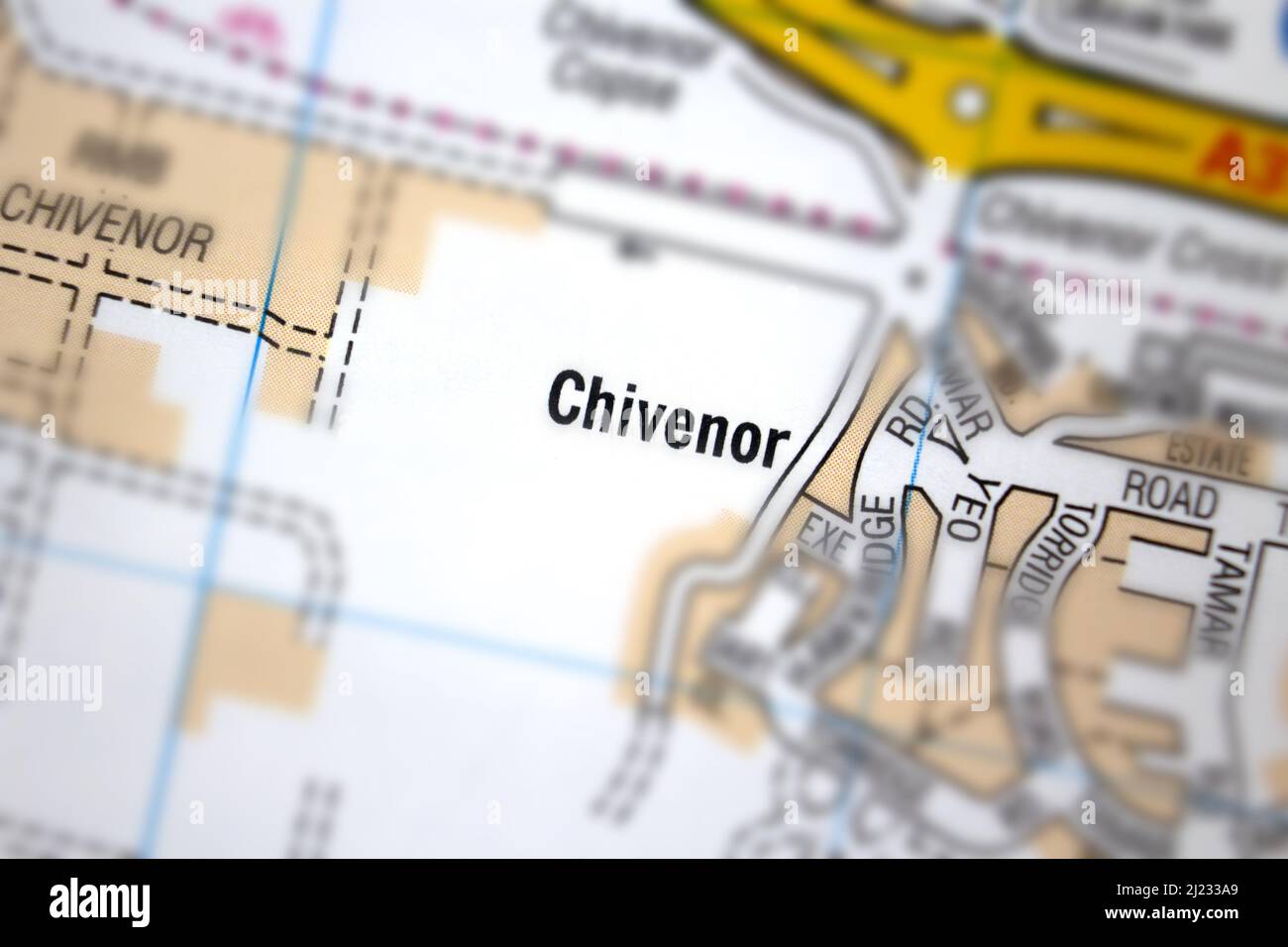 Chivenor village - Devon, United Kingdom colour atlas map town name ...