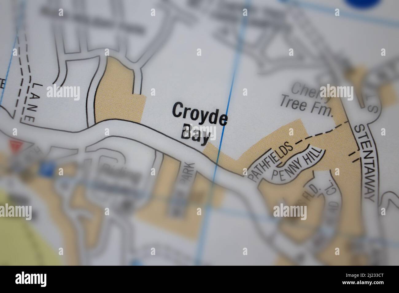 Croyde Bay village - Devon, United Kingdom colour atlas map town name ...