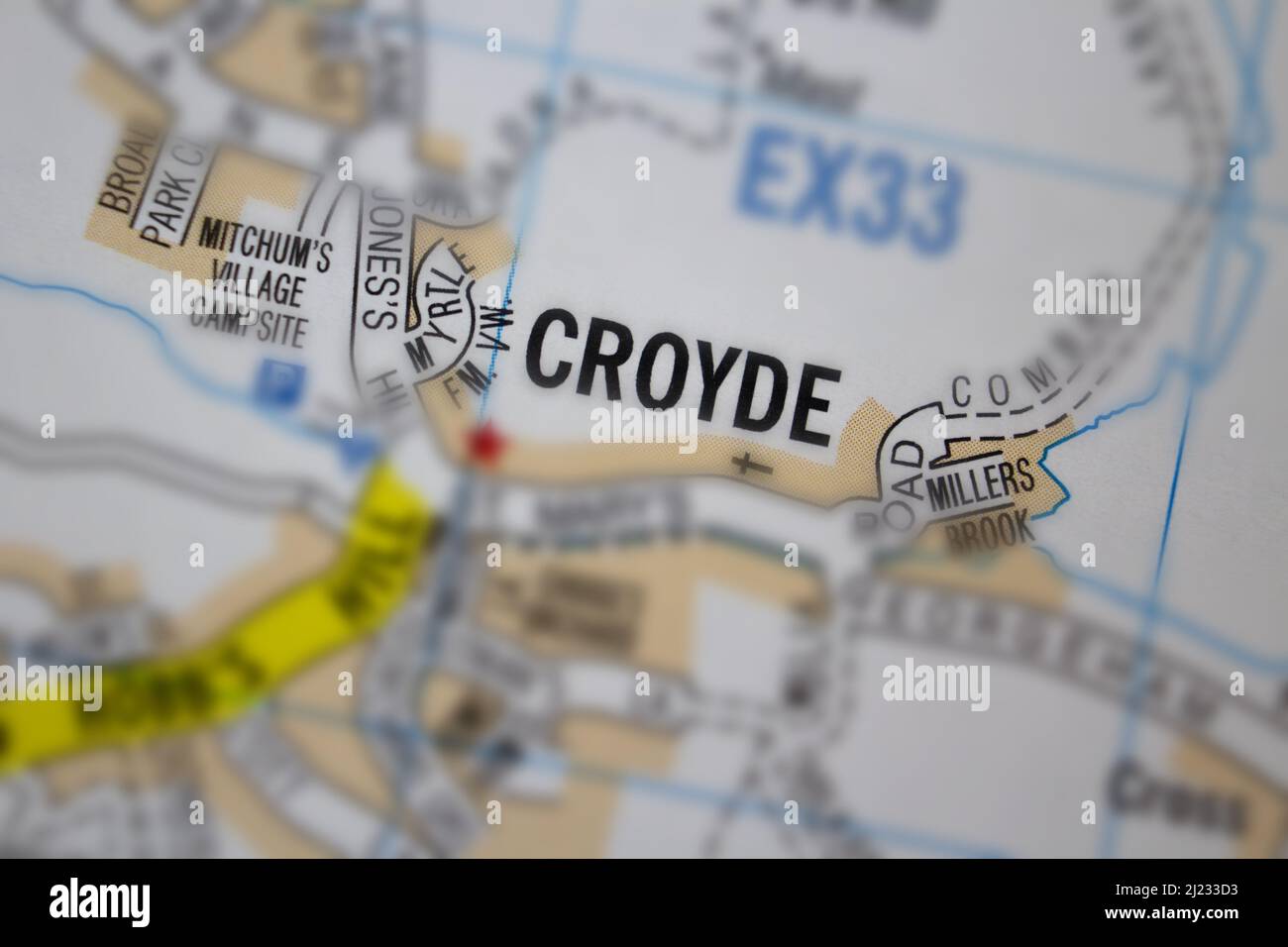 Croyde village - Devon, United Kingdom colour atlas map town name Stock ...