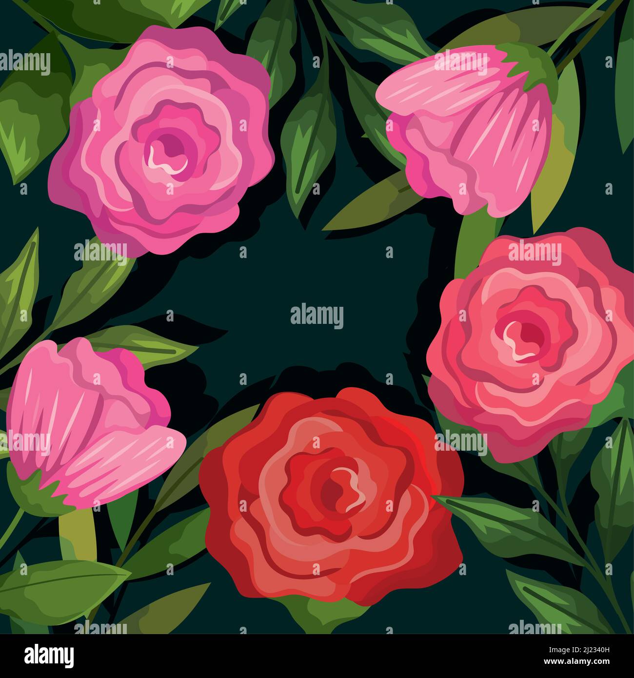 spring roses frame Stock Vector Image & Art - Alamy