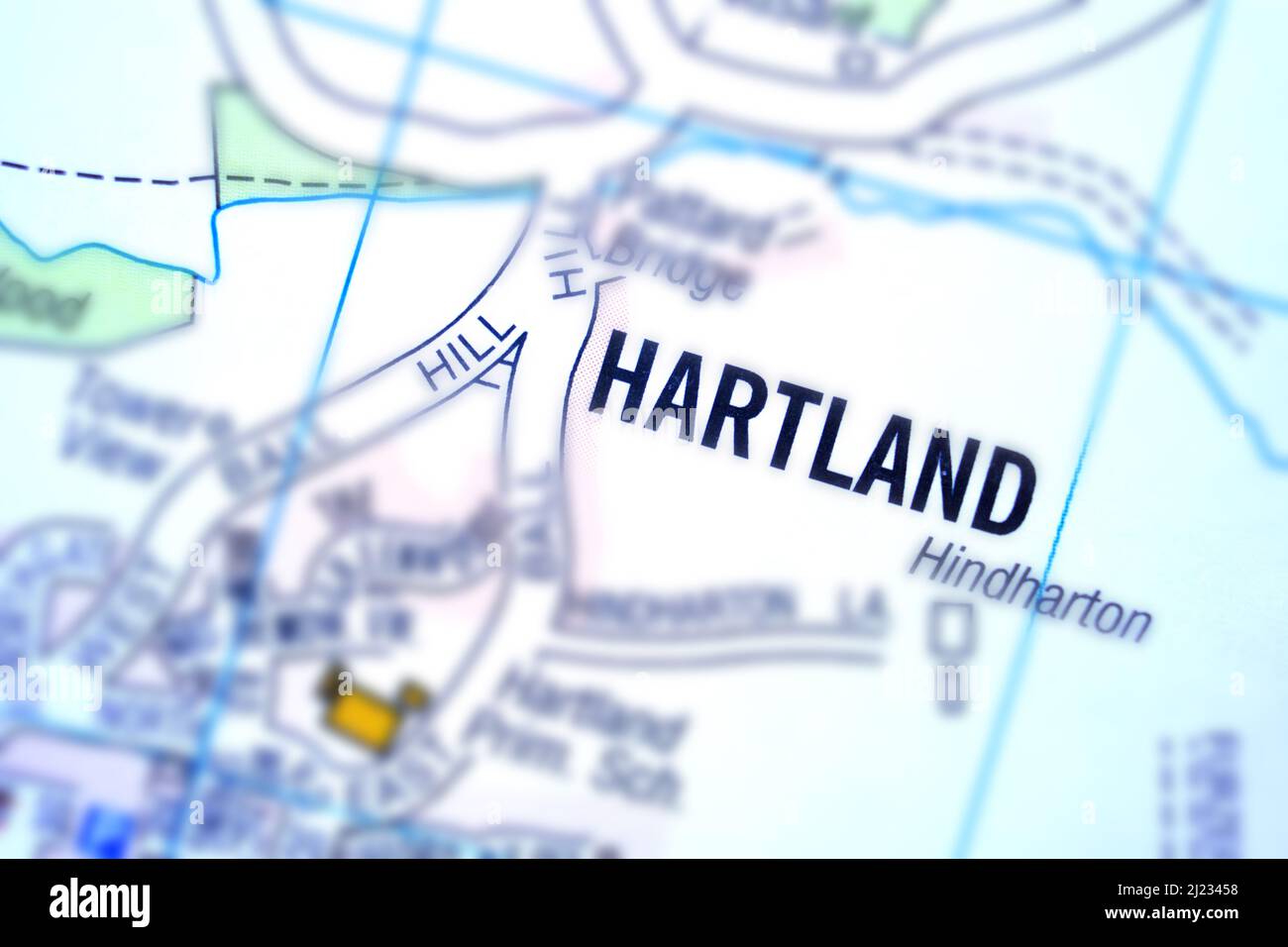 Hartland village - Devon, United Kingdom colour atlas map town name ...