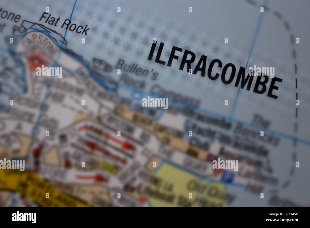Ilfracombe - Devon, United Kingdom colour atlas map town name Stock ...