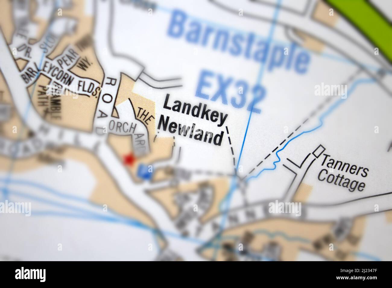Landkey Newland village - Devon, United Kingdom colour atlas map town ...