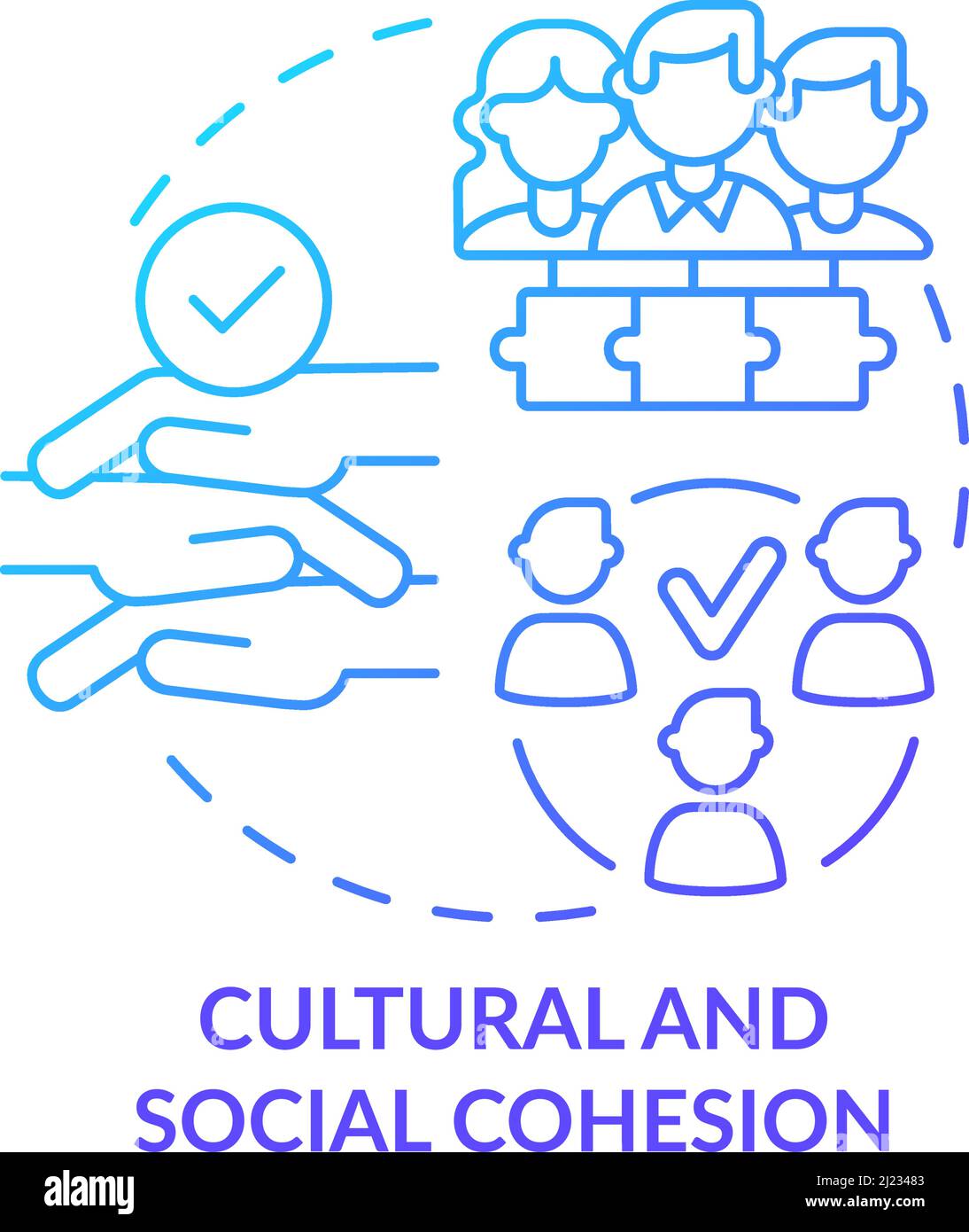 Cultural and social cohesion blue gradient concept icon Stock Vector ...