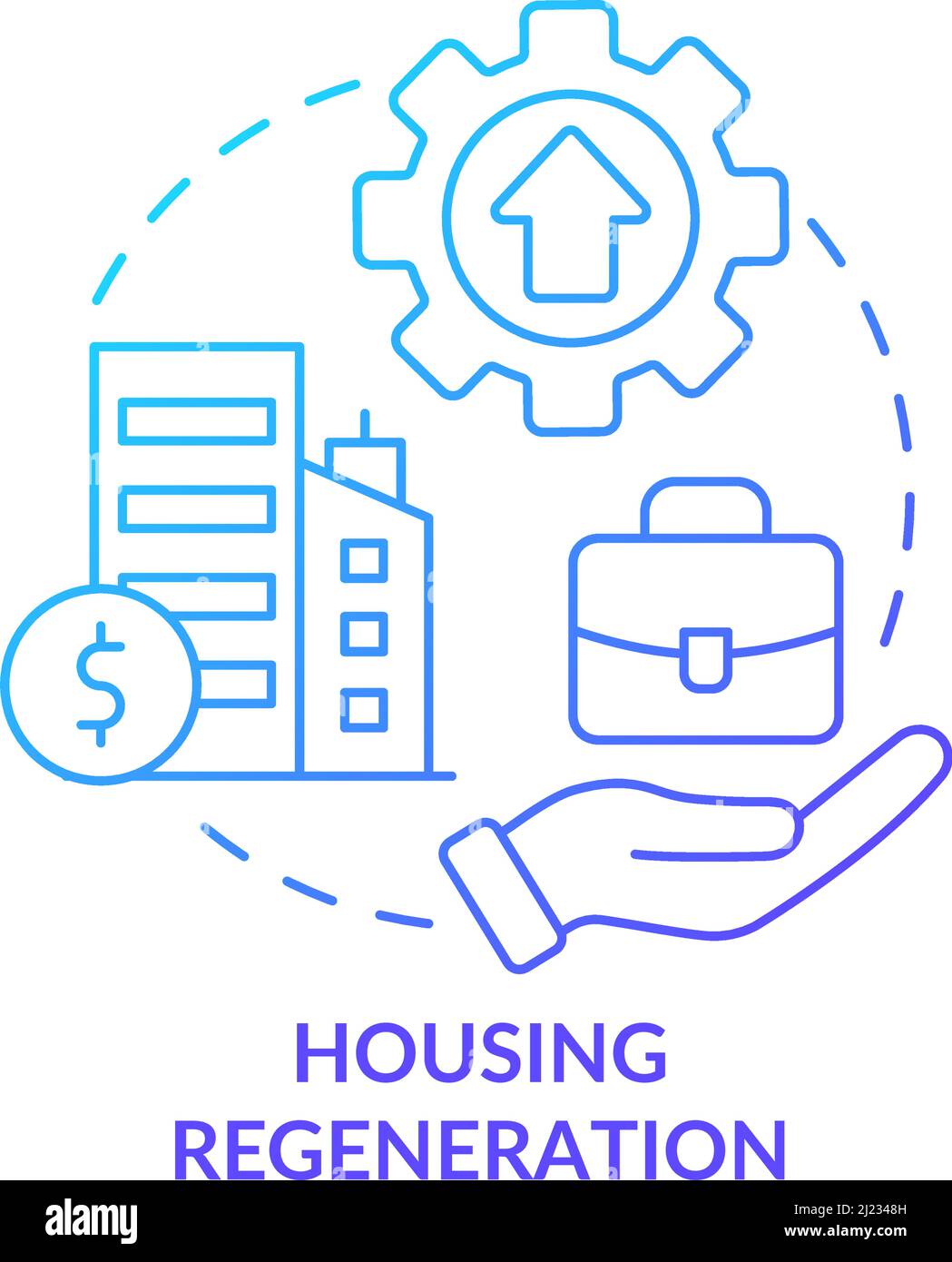 Housing regeneration blue gradient concept icon Stock Vector Image ...