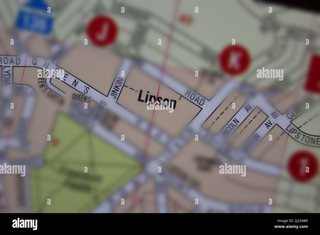 Lipson village - Devon, United Kingdom colour atlas map town name Stock ...