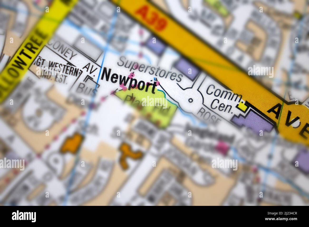 Newport district - Devon, United Kingdom colour atlas map town name ...