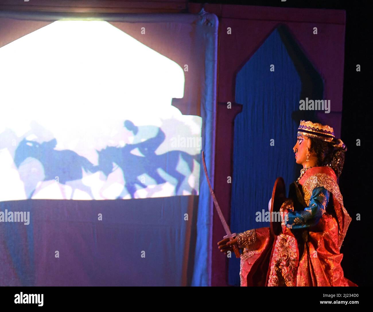 Puppetarians are performing with puppets on World Puppetry Day which is ...