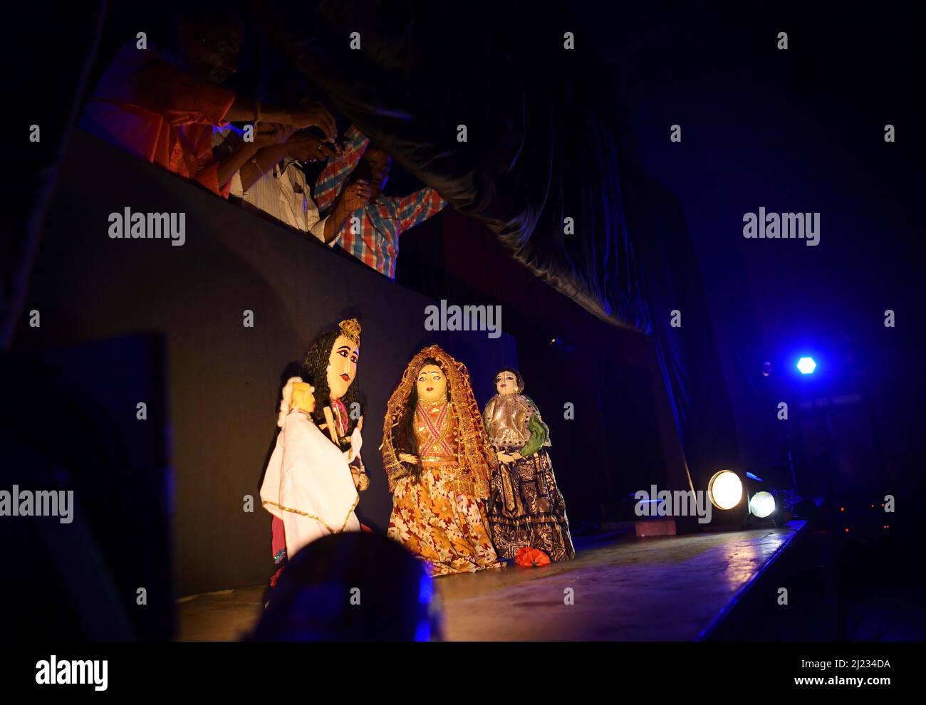 Puppetarians are performing with puppets on World Puppetry Day which is ...