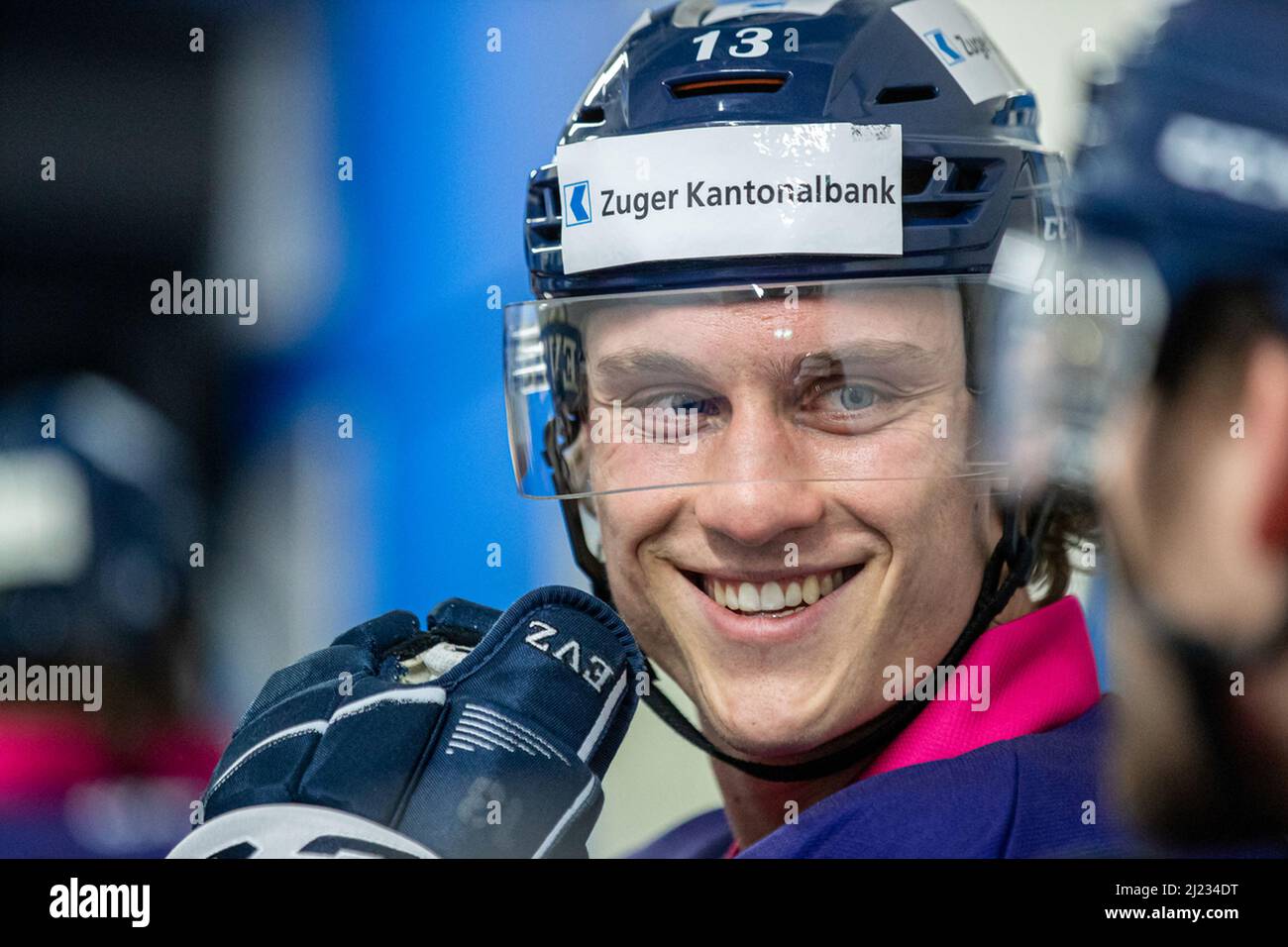 Dario Wuethrich #13 (EV Zug) during the National League Playoff ...