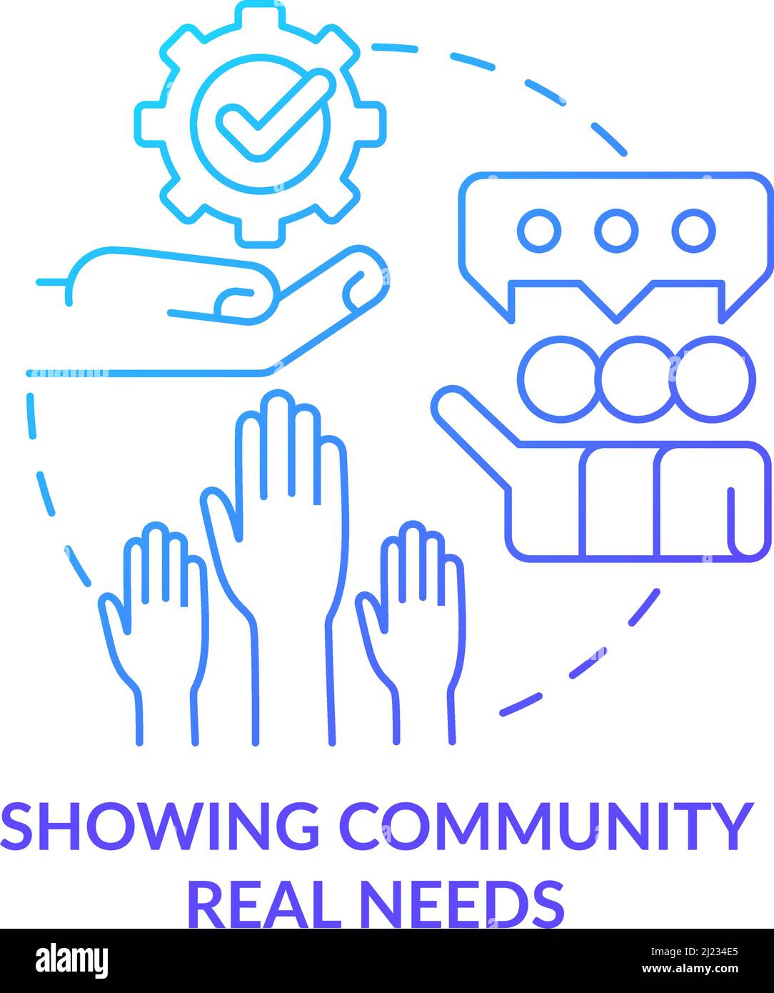 Showing community real needs blue gradient concept icon Stock Vector ...