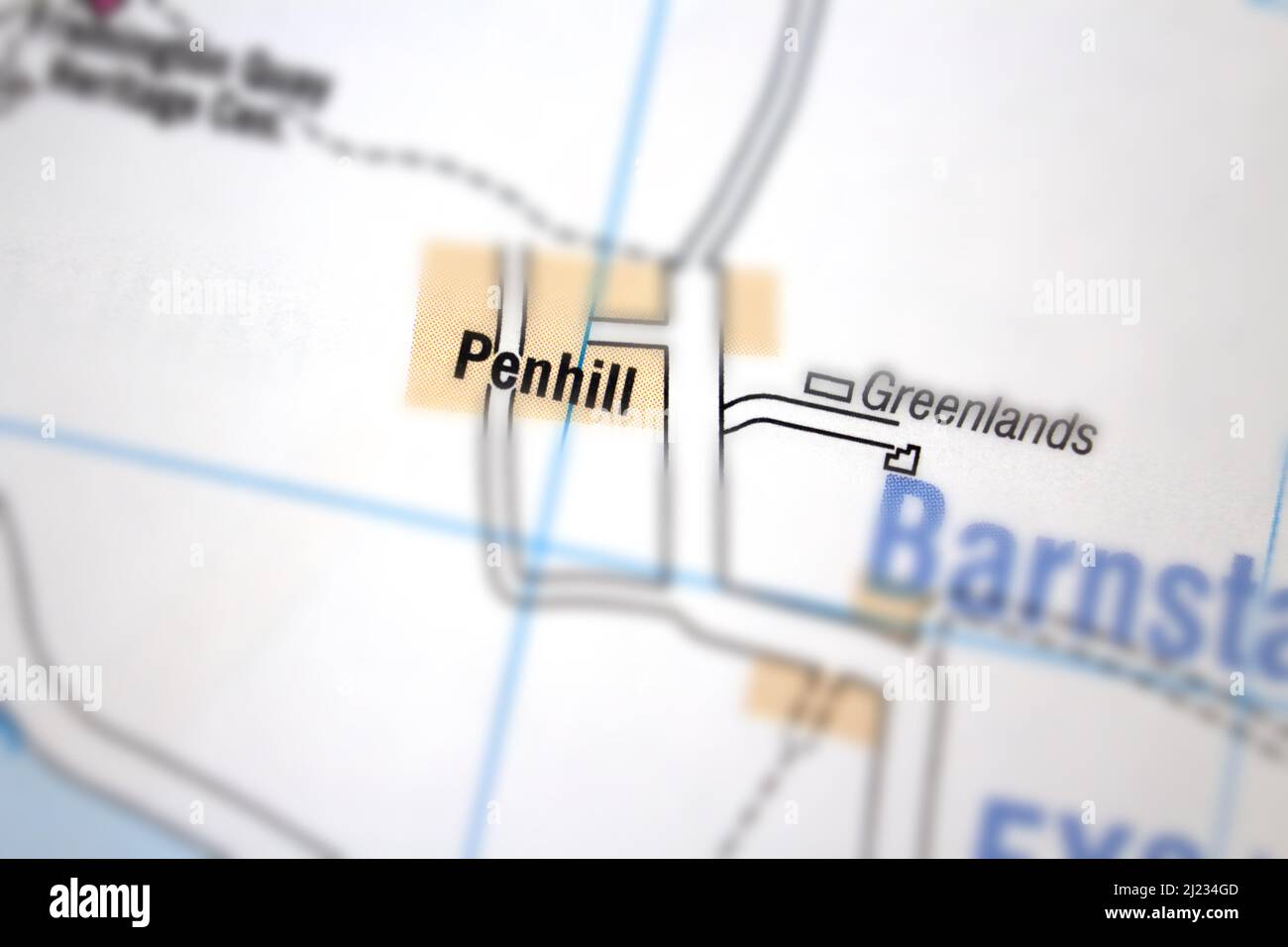 Penhill village - Devon, United Kingdom colour atlas map town name ...