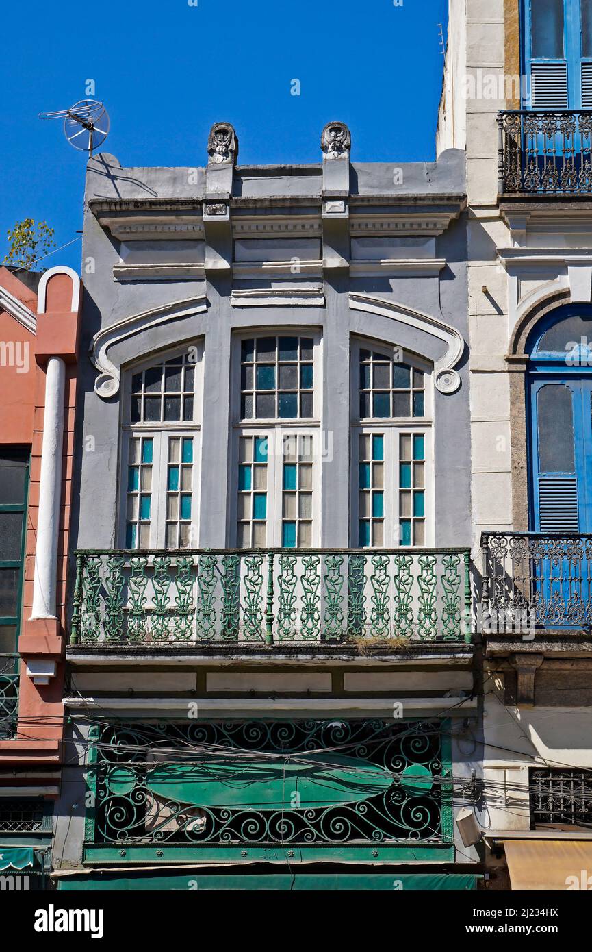 Ancient facade with balconies, downtown Rio, Brazil Stock Photo - Alamy