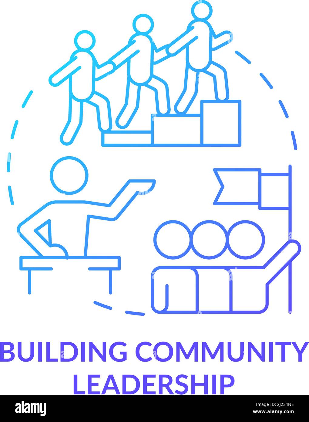 Building community leadership blue gradient concept icon Stock Vector ...