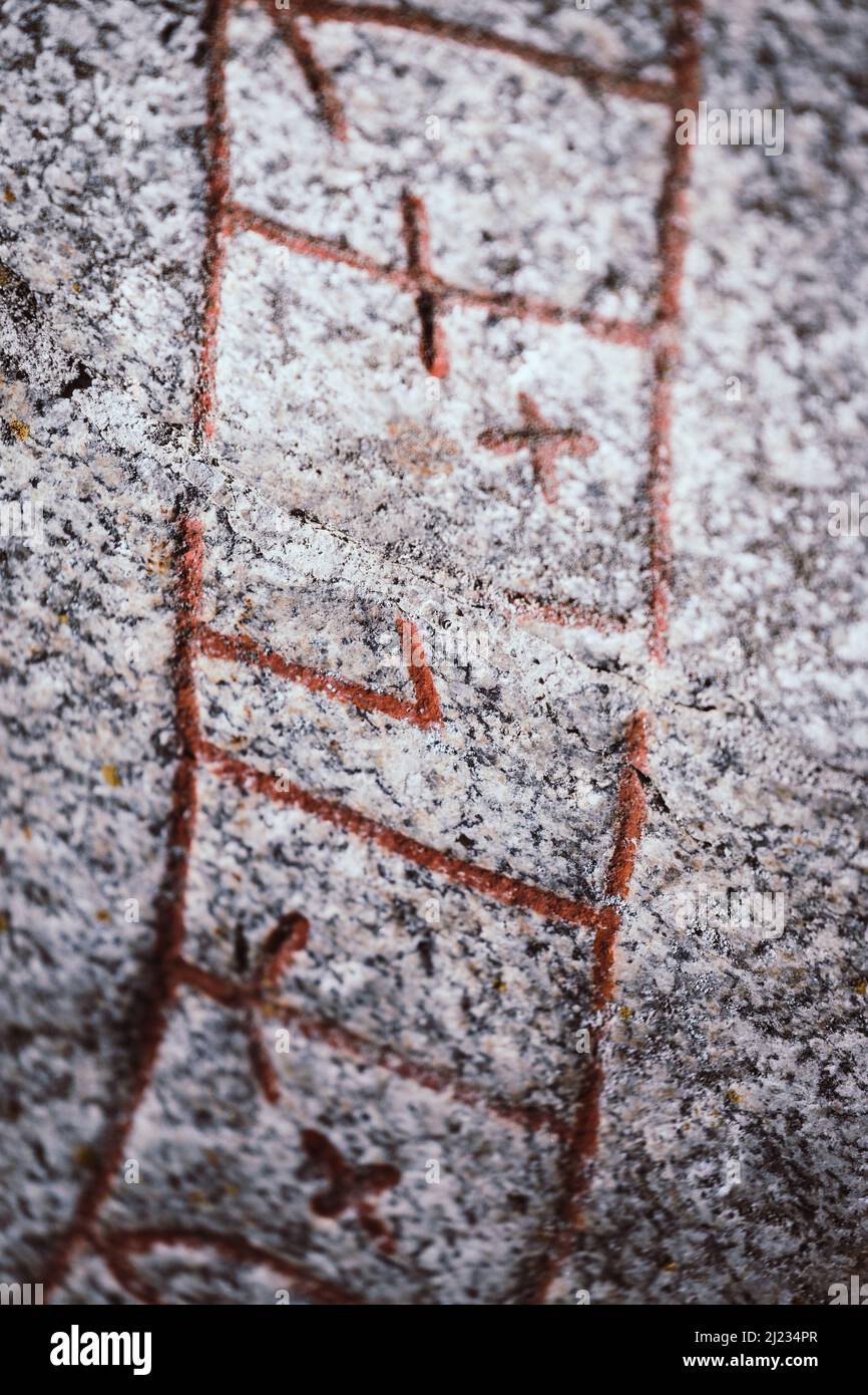 The Viking age runestone close up shot Stock Photo - Alamy