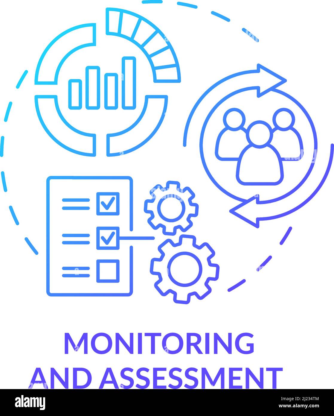 Monitoring and assessment blue gradient concept icon Stock Vector Image ...