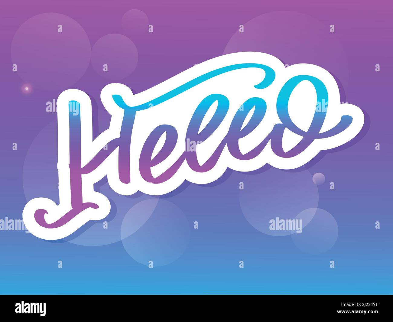 Hello in hand drawn style. Hello world. Lettering design concept. White ...