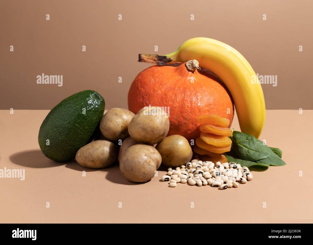 A set of natural products rich in Potassium. Organic potassium sources ...