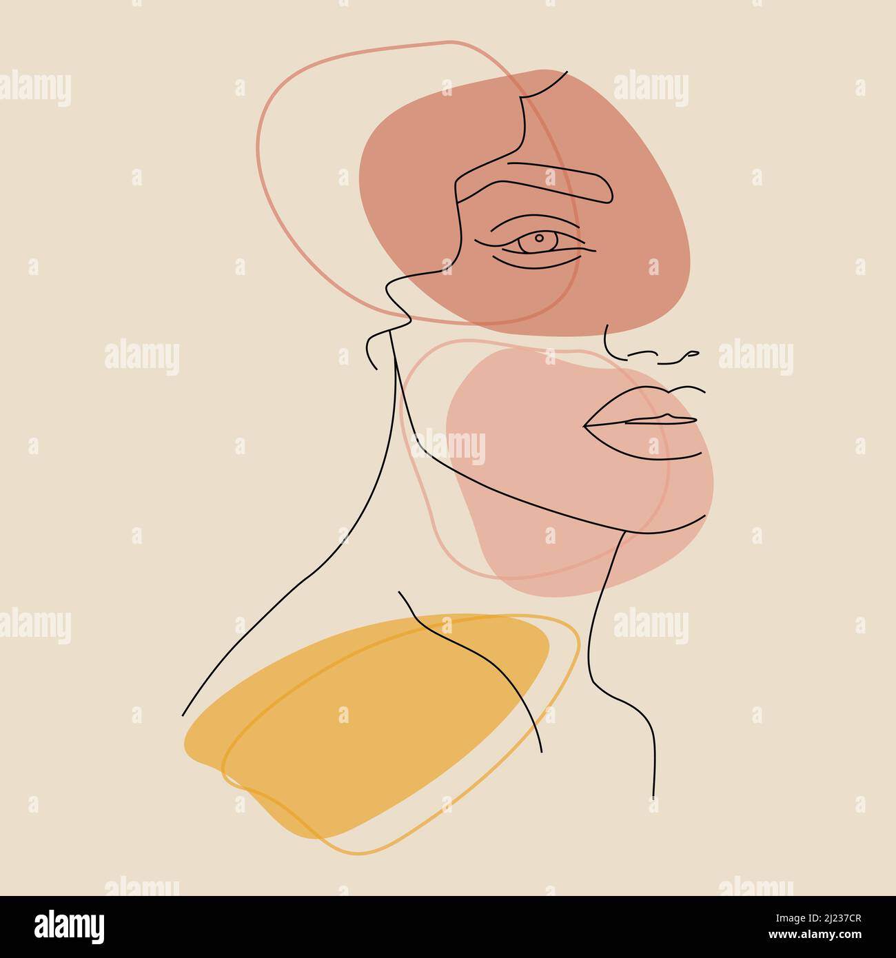 A continuous line of a portrait of a girl. Continuous drawing in one ...