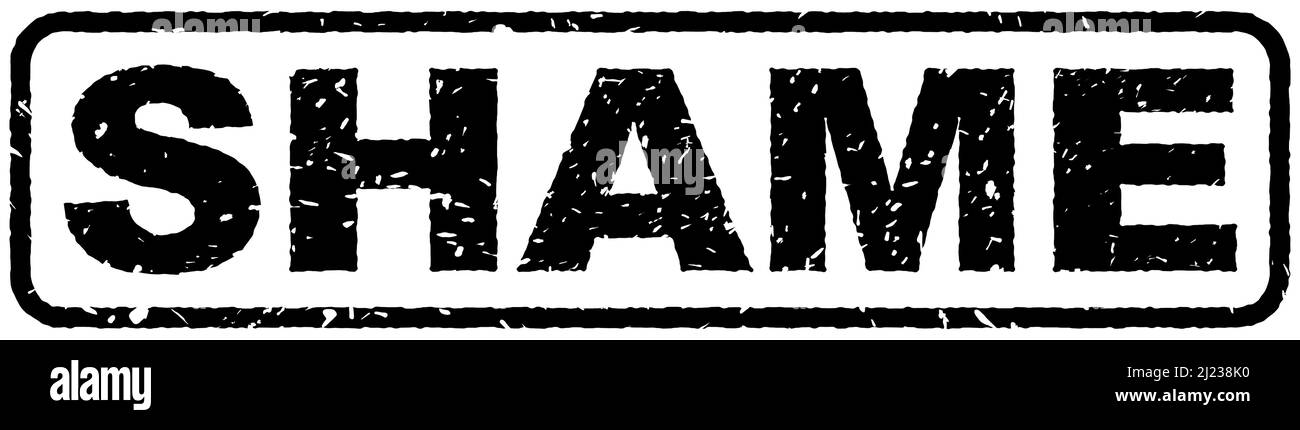 Word shame stencil black letters stamp isolated on white. Vector text ...