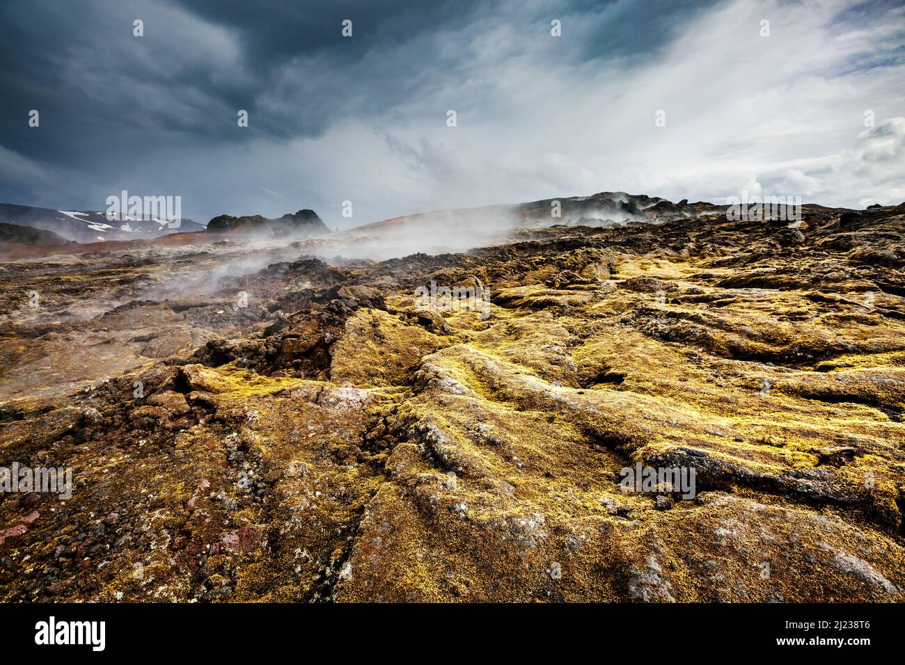 Exotic view of the geothermal valley Leirhnjukur. Popular tourist ...
