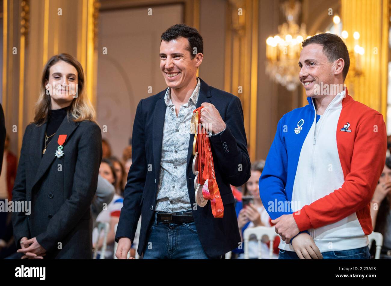 Quentin Fillon Maillet during : France's President Emmanuel Macron ...