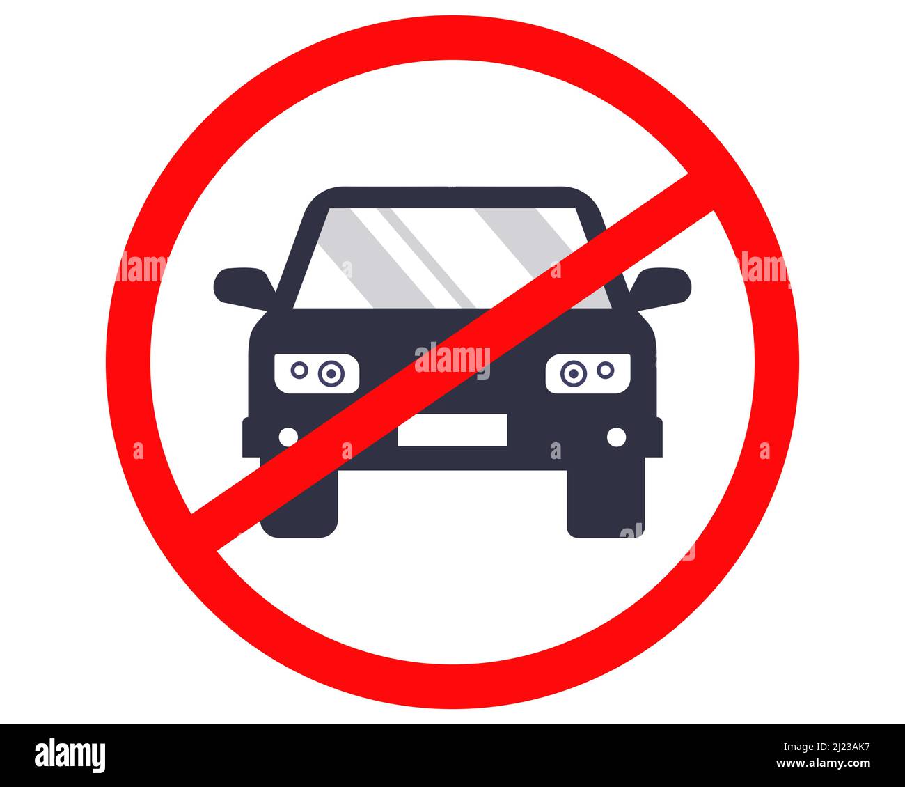 prohibition road sign no. crossed out car. flat vector illustration ...