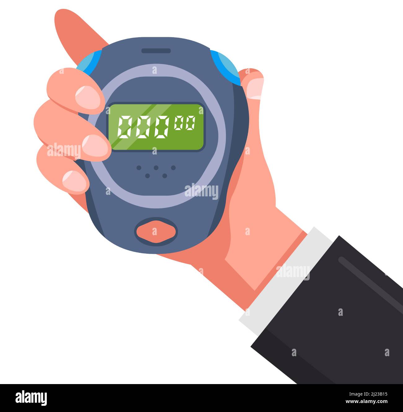 a man holds a modern stopwatch in his hand. keep track of the athlete ...