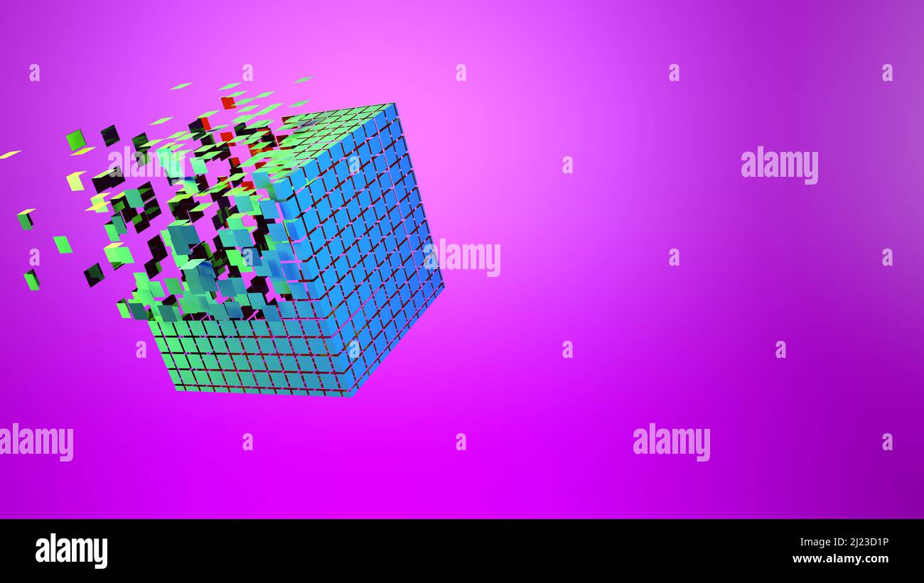 3d cube abstract background. Technology futuristic geometric block ...