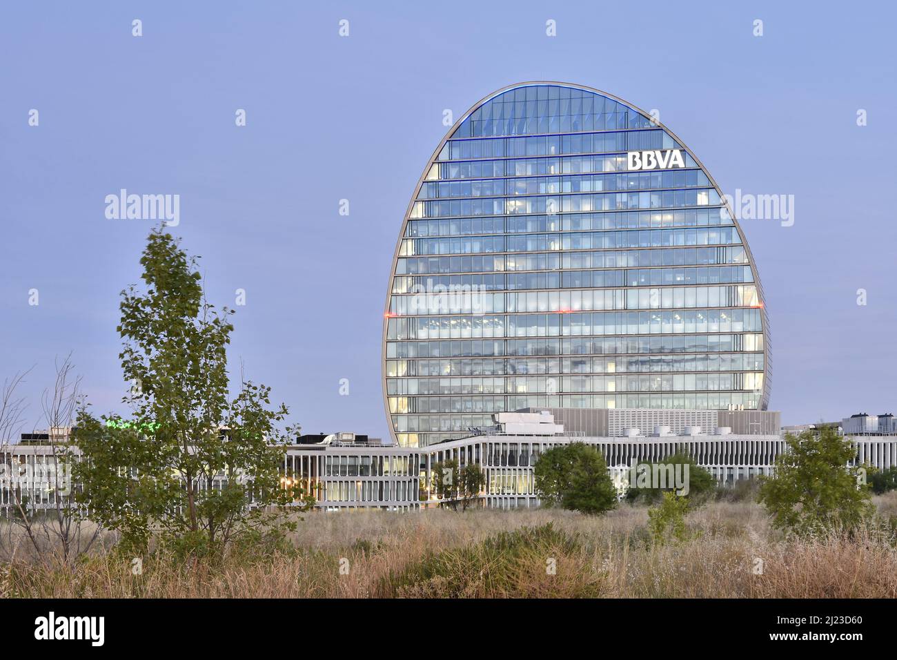 BBVA bank head office, modern landmark architecture designed by Herzog ...