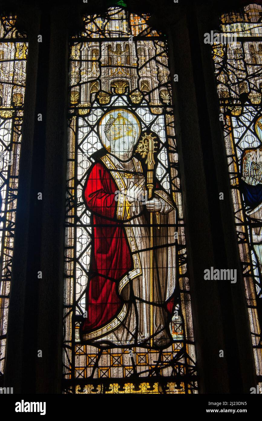 Stained glass window in the Parish Church of St.Neot, Cornwall Stock ...