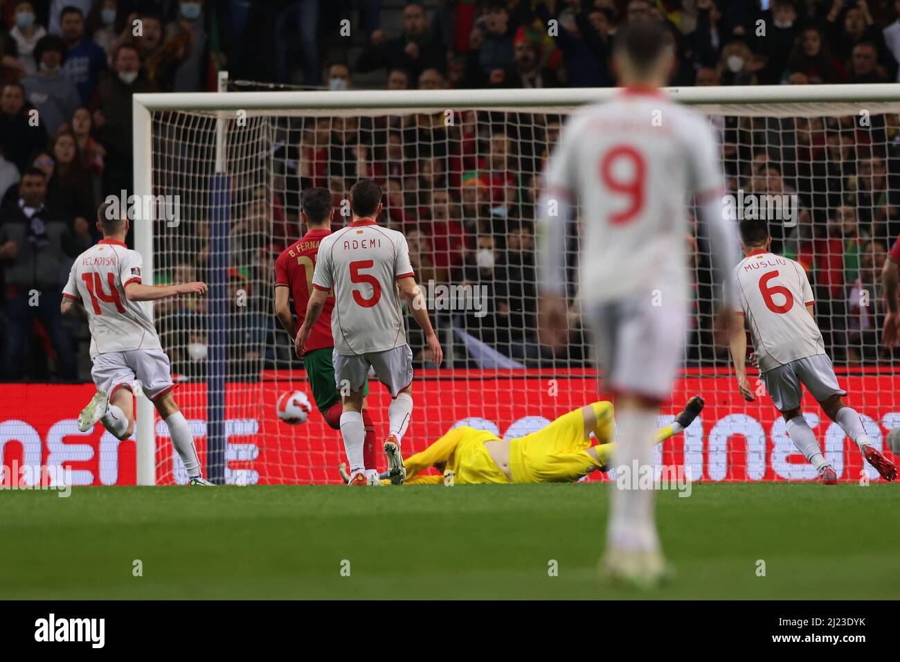 Porto, Portugal, 29th March 2022. Bruno Fernandes of Portugal scores to ...