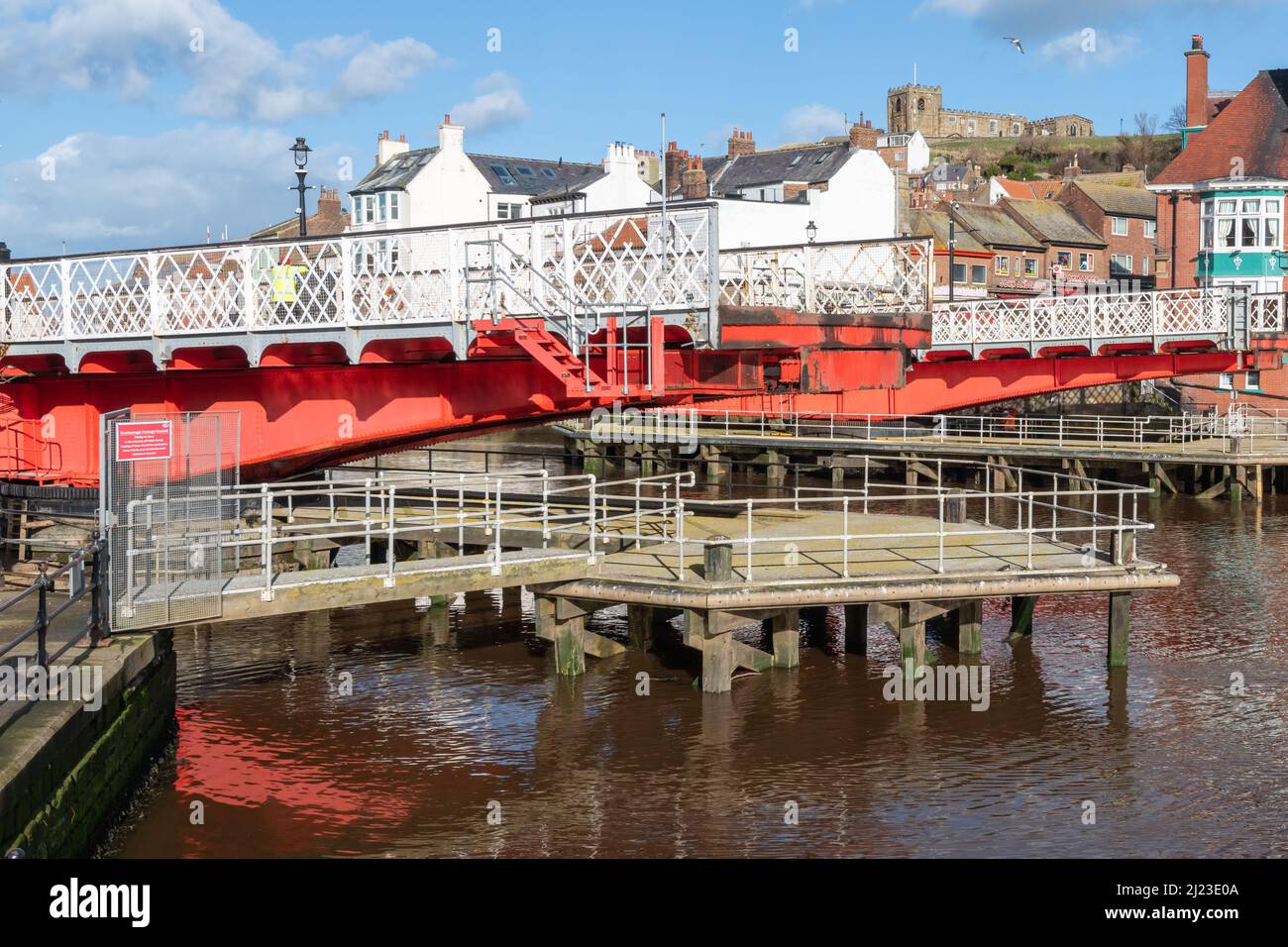 Whitby swing bridge on the river Esk in Whitby in North Yorkshire Stock ...