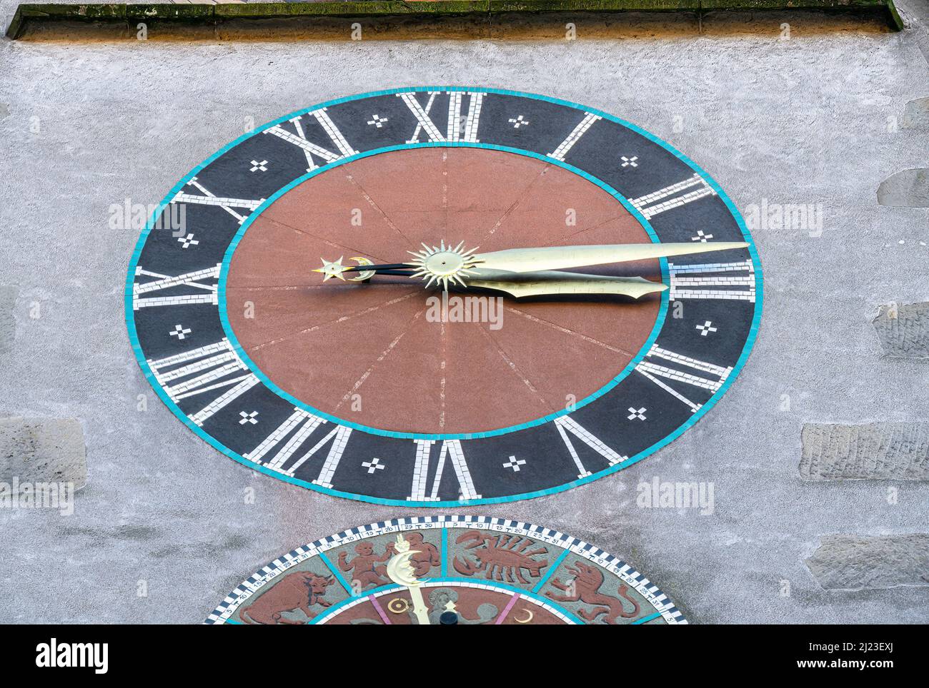 Zug, Switzerland - December 31, 2021: Close-up of an ancient clock on ...