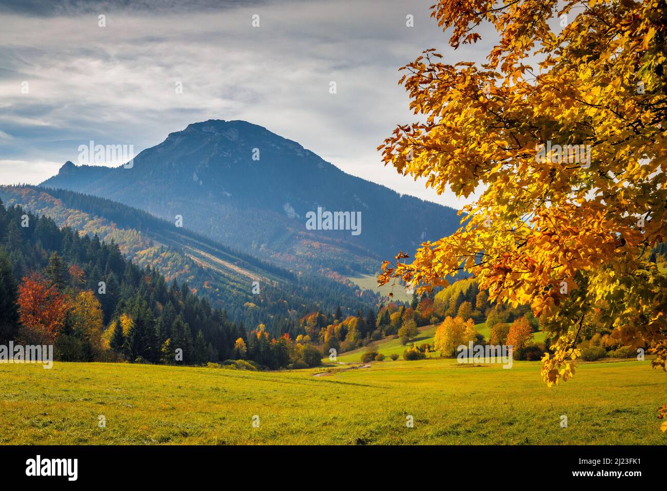 Autumn landscape with The Velky Choc hill in north Slovakia, Europe ...