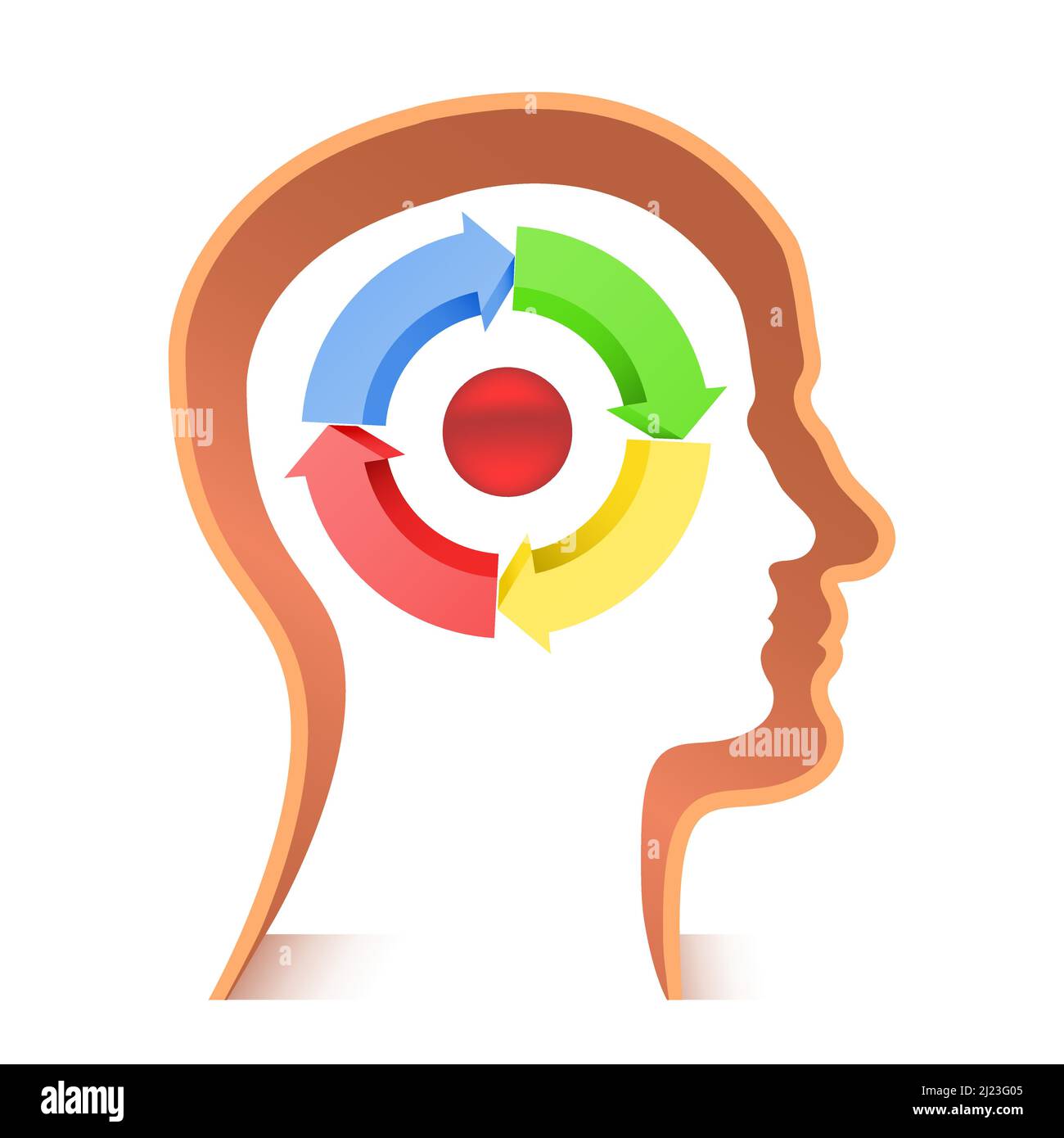 Man head silhouette with circle diagram vector illustration isolated on ...