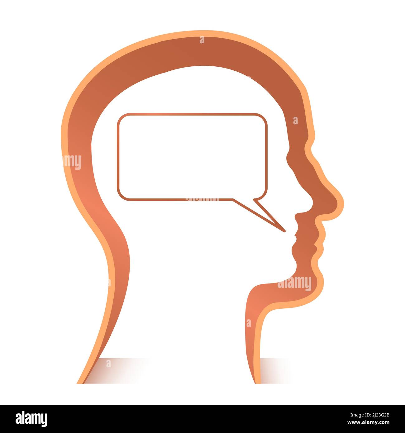 Man head silhouette with message vector illustration isolated on white ...