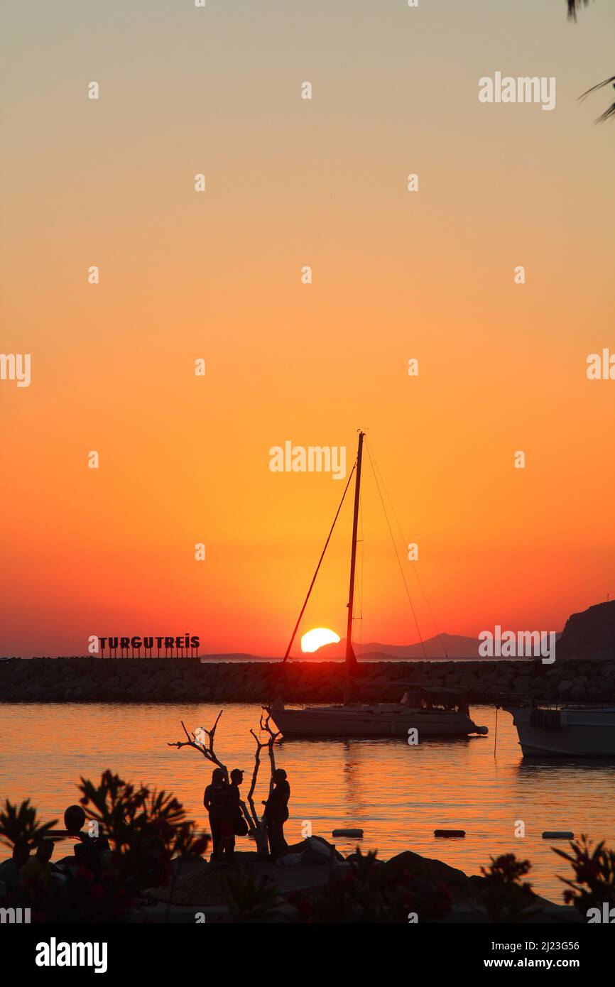 Bodrum, Mugla, Turkey . 07 July 2020. Seascape at sunshine. Lighthouse ...