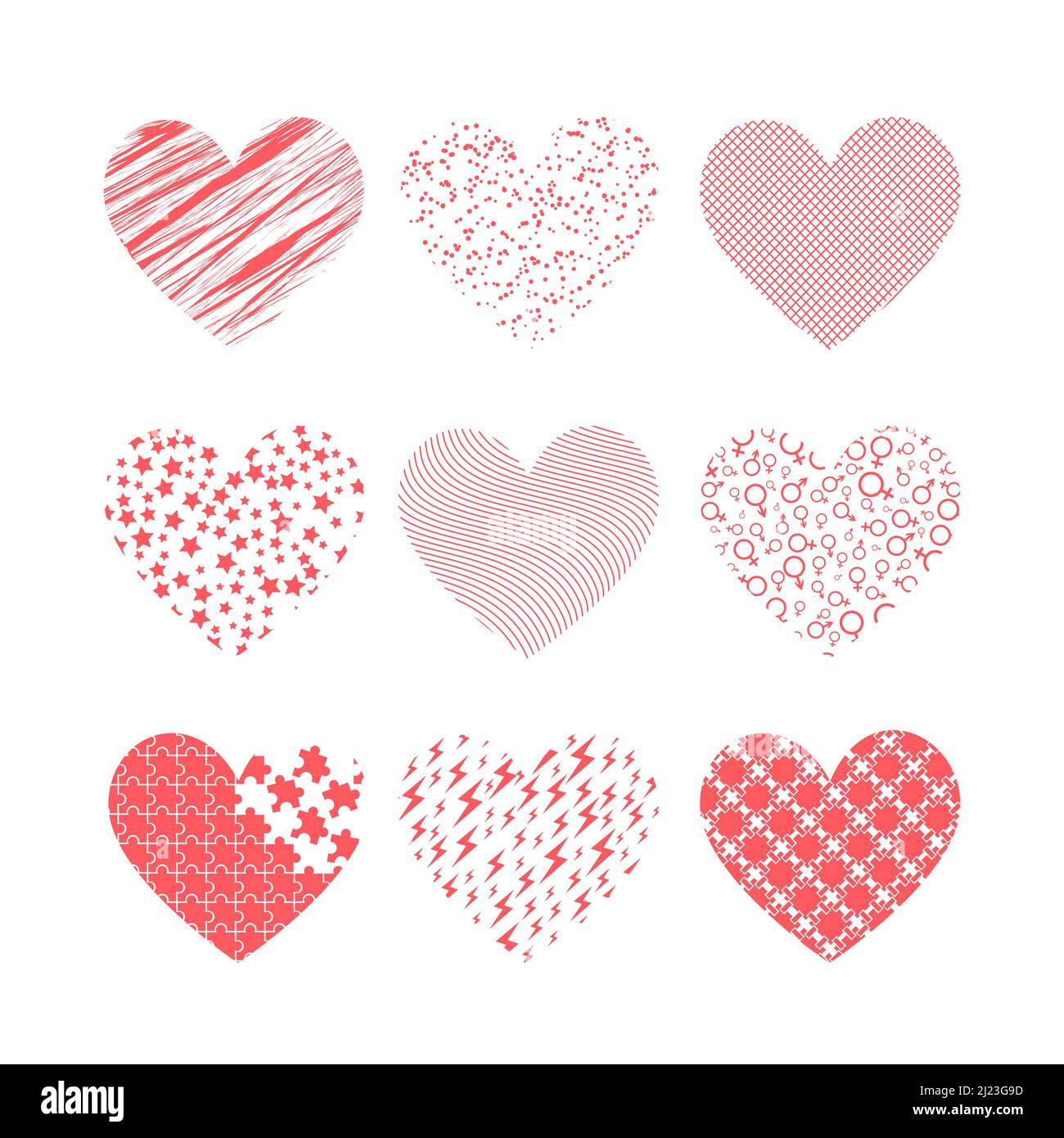 Heart shapes set vector illustration isolated on white background Stock ...