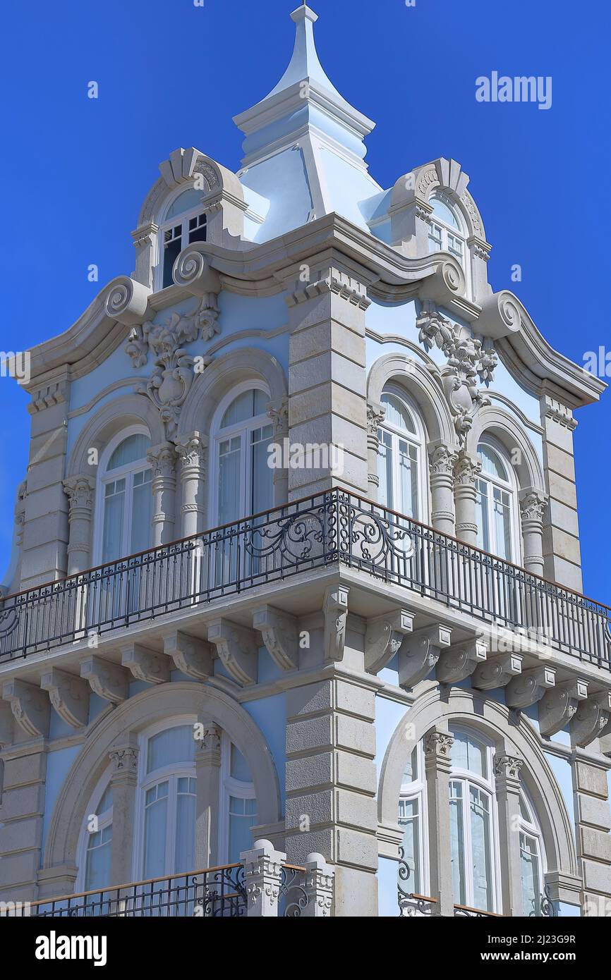 NW corner turret-double balcony-pyramidal finial-Revivalist style ...