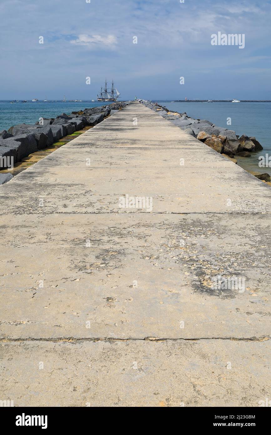 Port's east mole-Arade river mouth-modern replica of French frigate ...