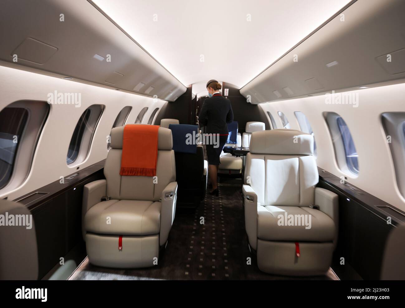 Bombardier jet interior hi-res stock photography and images - Alamy