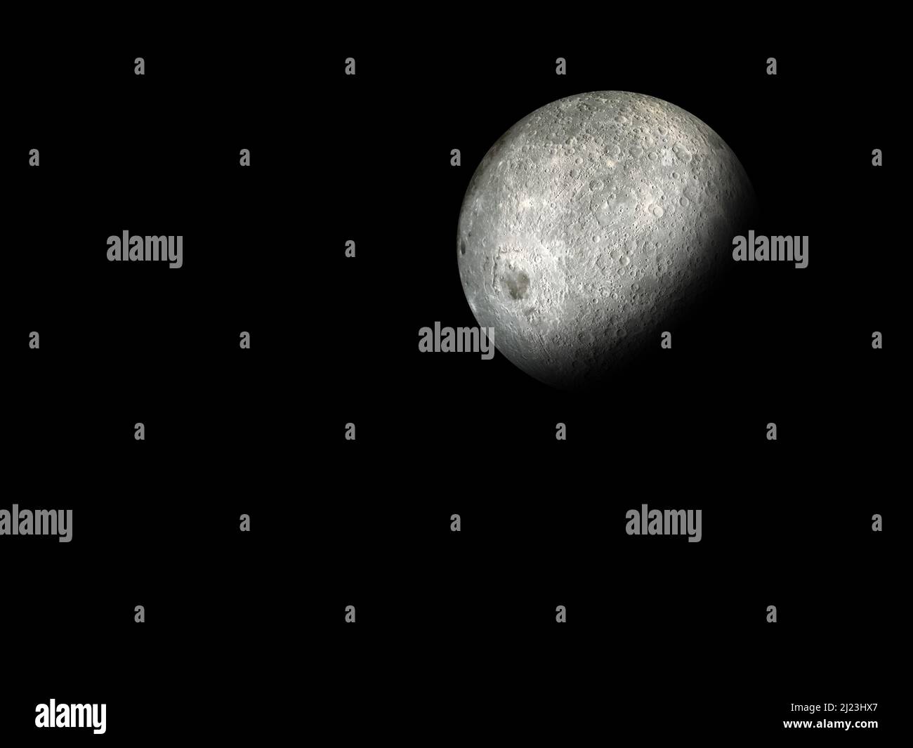 Big embossed Moon Against a Black Outer Space BackgroundWaxing crescent ...