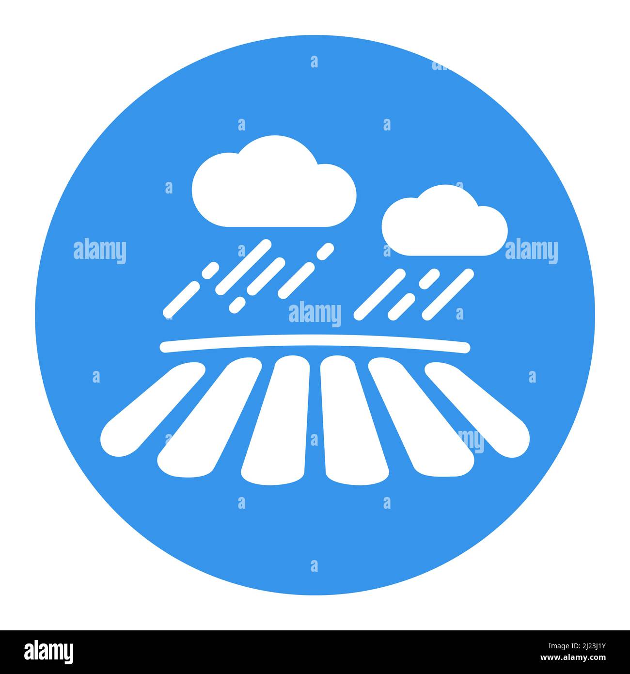 Cloud with rain over the field flat glyph icon. Agriculture sign. Graph ...